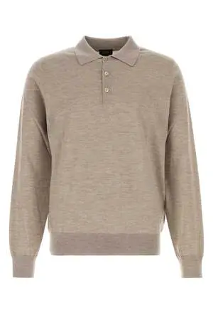 Brioni Dove Grey Cashmere Blend Polo Shirt - Gray