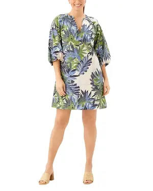Karen Kane Cotton Puffed Sleeve Peasant Dress - Print