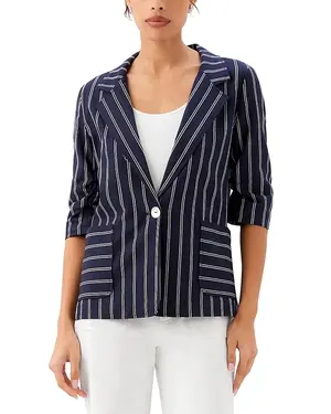 Karen Kane Striped Ruched Sleeve Blazer