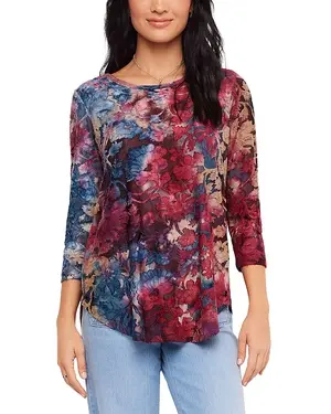 Karen Kane Tie Dye Burnout Shirttail Hem Top - Wine