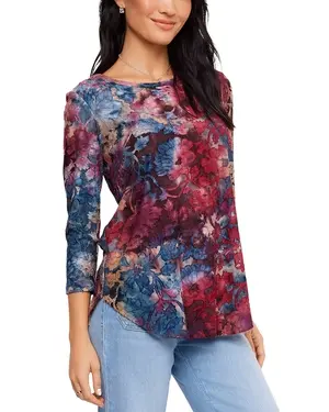 Karen Kane Tie Dye Burnout Shirttail Hem Top