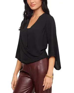 Karen Kane Draped Crossover Top - Black