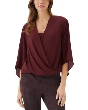 Karen Kane Draped Crossover Top - Wine