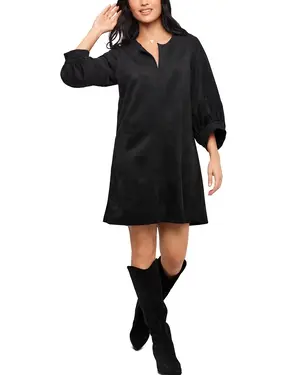 Karen Kane Faux Suede Puff Sleeve Dress