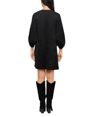 Karen Kane Faux Suede Puff Sleeve Dress