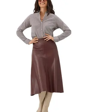 Karen Kane Faux Leather Midi Skirt