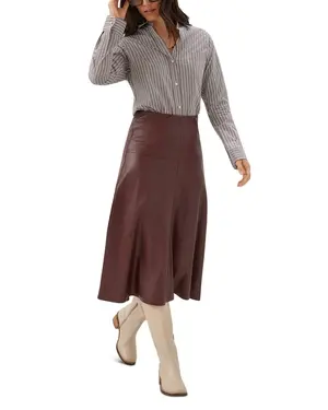 Karen Kane Faux Leather Midi Skirt
