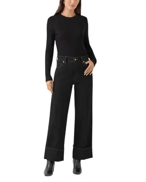 Karen Kane High Rise Cuffed Cropped Jeans