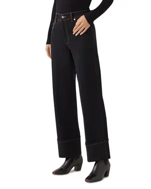 Karen Kane High Rise Cuffed Cropped Jeans