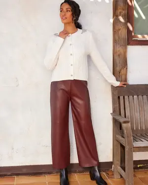 Karen Kane Faux Leather Pull-on Ankle Pants