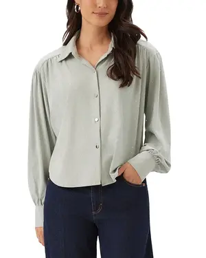 Karen Kane Faux Suede Embellished Dropped Shoulder Blouse