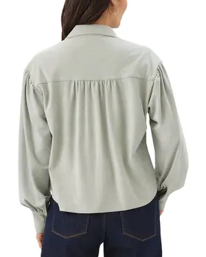 Karen Kane Faux Suede Embellished Dropped Shoulder Blouse