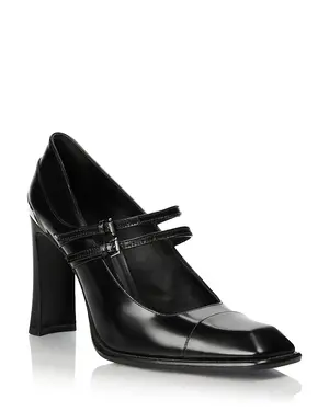 Alexander McQueen Leather Mary Jane Pumps - Black