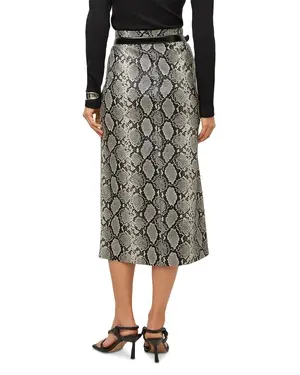 Fifteen Twenty Kaia Faux Leather Printed Midi Skirt