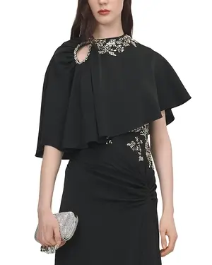 Alexander McQueen Bugle Bead & Crystal Cape - Black