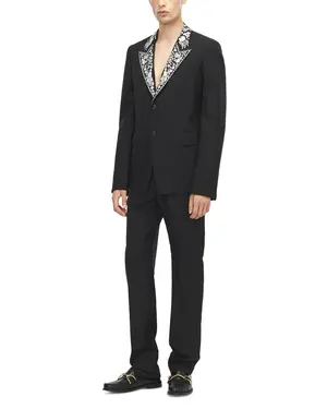 Alexander McQueen Wool Blend Floral Lapel Blazer