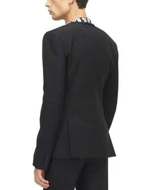 Alexander McQueen Wool Blend Floral Lapel Blazer