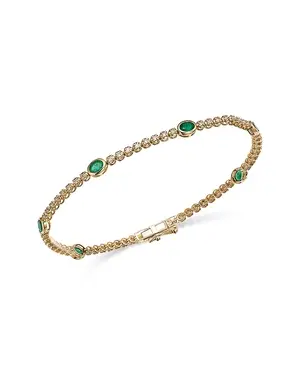 Bloomingdale'S Emerald And Diamond Tennis Bracelet In 14k Yellow - Gold