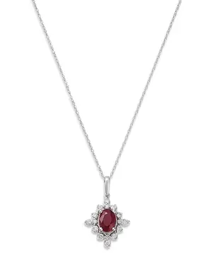 Bloomingdale'S Ruby And Diamond Pendant Necklace In 14k White Gold - Ruby/white Gold