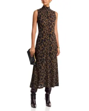 Velvet By Graham & Spencer Kelestine Leopard Print Cotton Midi Dress