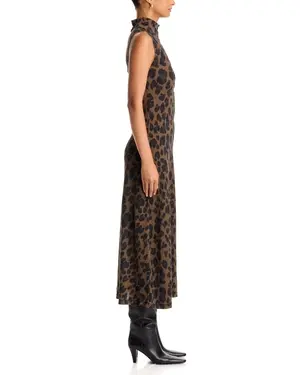 Velvet By Graham & Spencer Kelestine Leopard Print Cotton Midi Dress