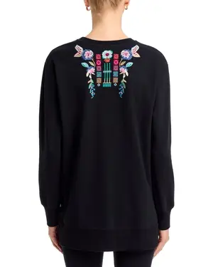 Johnny Was High Low Crewneck Cotton Sweatshirt