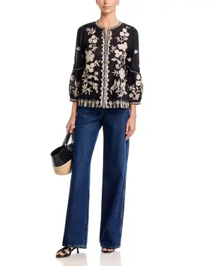 Johnny Was Soretta Scallop Sleeve Cotton Blouse