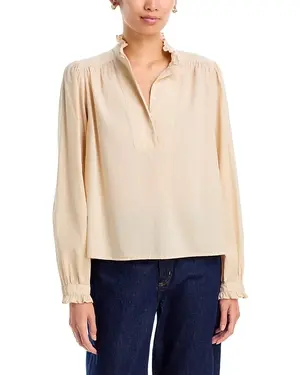 Xirena Dorien Cotton Ruffle Collar Top - Parchment