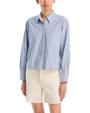 Xirena Wyler Cotton Printed Shirt - Blue Cedar