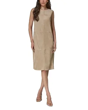 Donna Karan New York Sleeveless Faux Suede Sheath Dress - Oatmilk