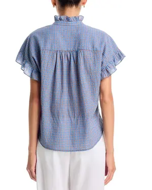 Xirena Brie Printed Ruffle Trim Blouse
