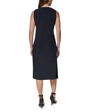 Donna Karan New York Sleeveless Draped Sheath Dress With Gold-tone Accent
