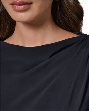 Donna Karan New York Sleeveless Draped Sheath Dress With Gold-tone Accent