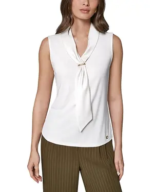 Donna Karan New York Scarf Neck Sleeveless Blouse - Ivory