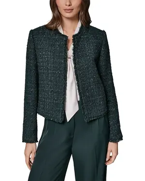 Donna Karan New York Fringe Trim Open Front Jacket - Black Forest