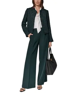 Donna Karan New York Fringe Trim Open Front Jacket