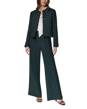 Donna Karan New York Fringe Trim Open Front Jacket