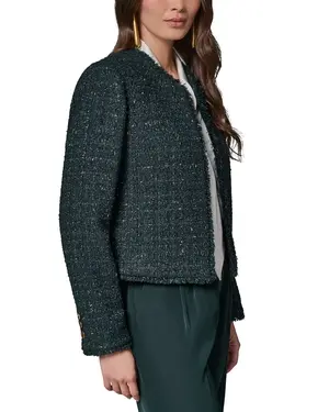 Donna Karan New York Fringe Trim Open Front Jacket