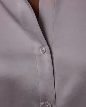 DONNA KARAN WEEKEND Satin Button Front Blouse
