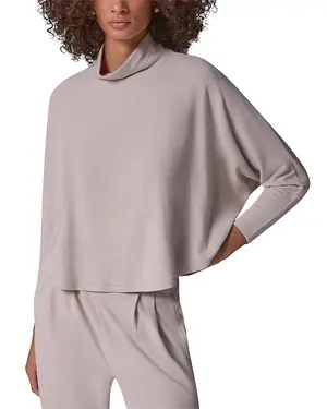 DONNA KARAN WEEKEND Brushed Jersey Dolman Sleeve Top - Oat Heather