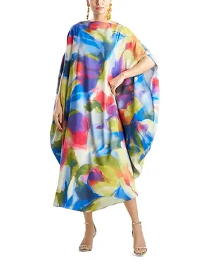 Natori Kumo Printed Satin Circle Caftan - Multi