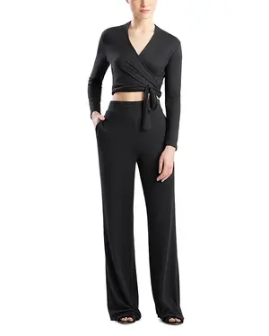 Natori Bliss Essentials Ballet Wrap Top - Black
