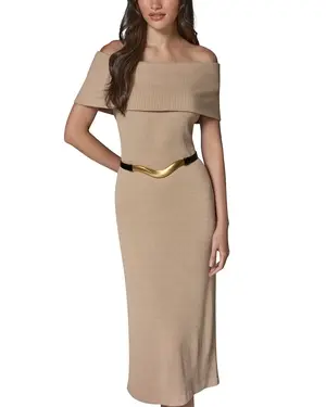 Donna Karan New York Off-the-shoulder Sweater Dress