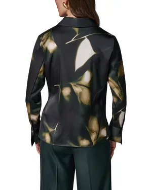 Donna Karan New York Printed Hardware Trim Side Ruched Blouse