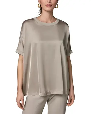 DONNA KARAN WEEKEND Donna Karan Short Dolman Sleeve Satin Top - Sandstone