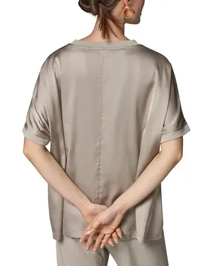 DONNA KARAN WEEKEND Donna Karan Short Dolman Sleeve Satin Top