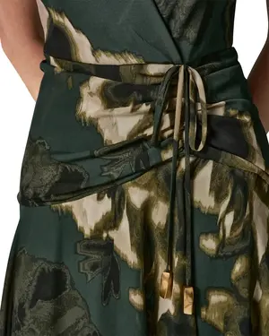 Donna Karan New York Printed Chiffon Faux Wrap Dress