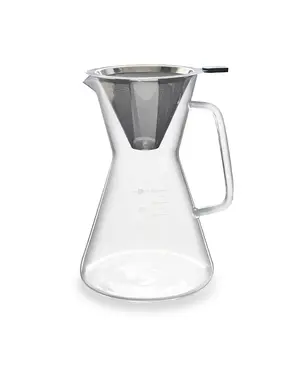 THE LONDON SIP Glass Pour Over Carafe, 1200 Ml - Silver