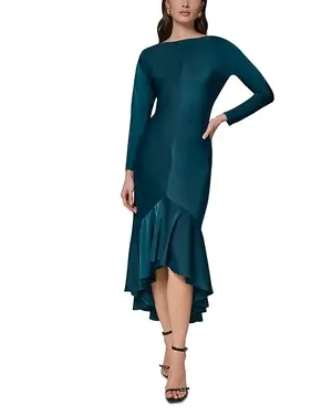 Donna Karan New York Satin High-low Flounce Hem Dress