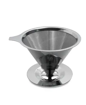 THE LONDON SIP Stainless Steel Coffee Dripper, 1-4 Cup - Silver